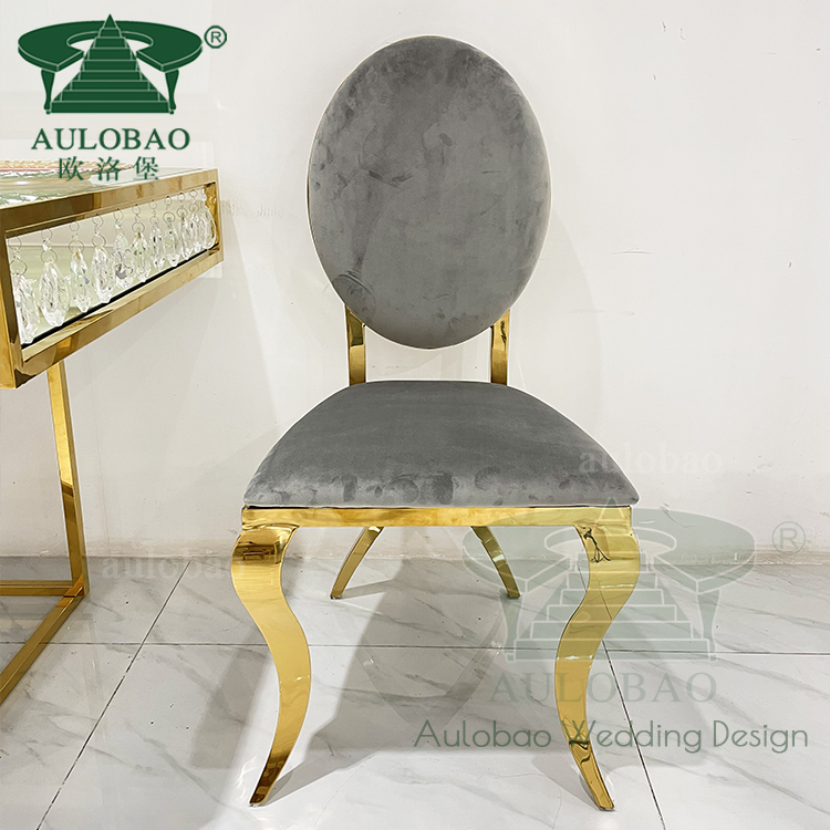 Grey Velvet Dining Chair Golden Frame Aulobao
