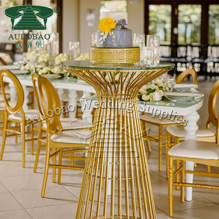 Outdoor Party Gold Cocktail Table Aulobao