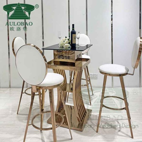 Rose Gold Square Bar Height Table Modern Aulobao