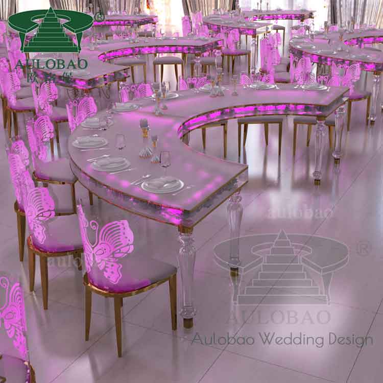 Half Round Acrylic Dining Table Luxurious Aulobao