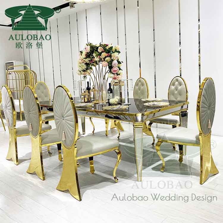 Stainless Steel Banquet Wedding Table Gold Aulobao