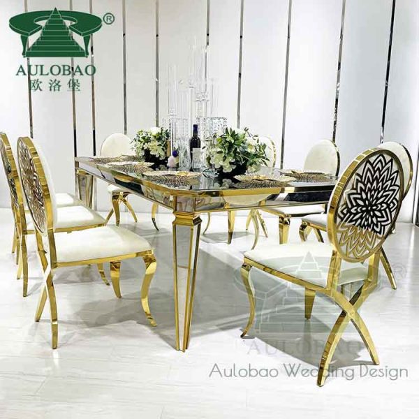 Stainless Steel Banquet Wedding Table Gold Aulobao