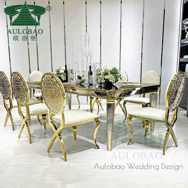 Stainless Steel Banquet Wedding Table Gold Aulobao