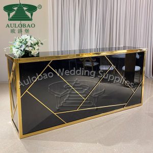 Black PVC Curved Bar Counter For Wedding Reception Aulobao